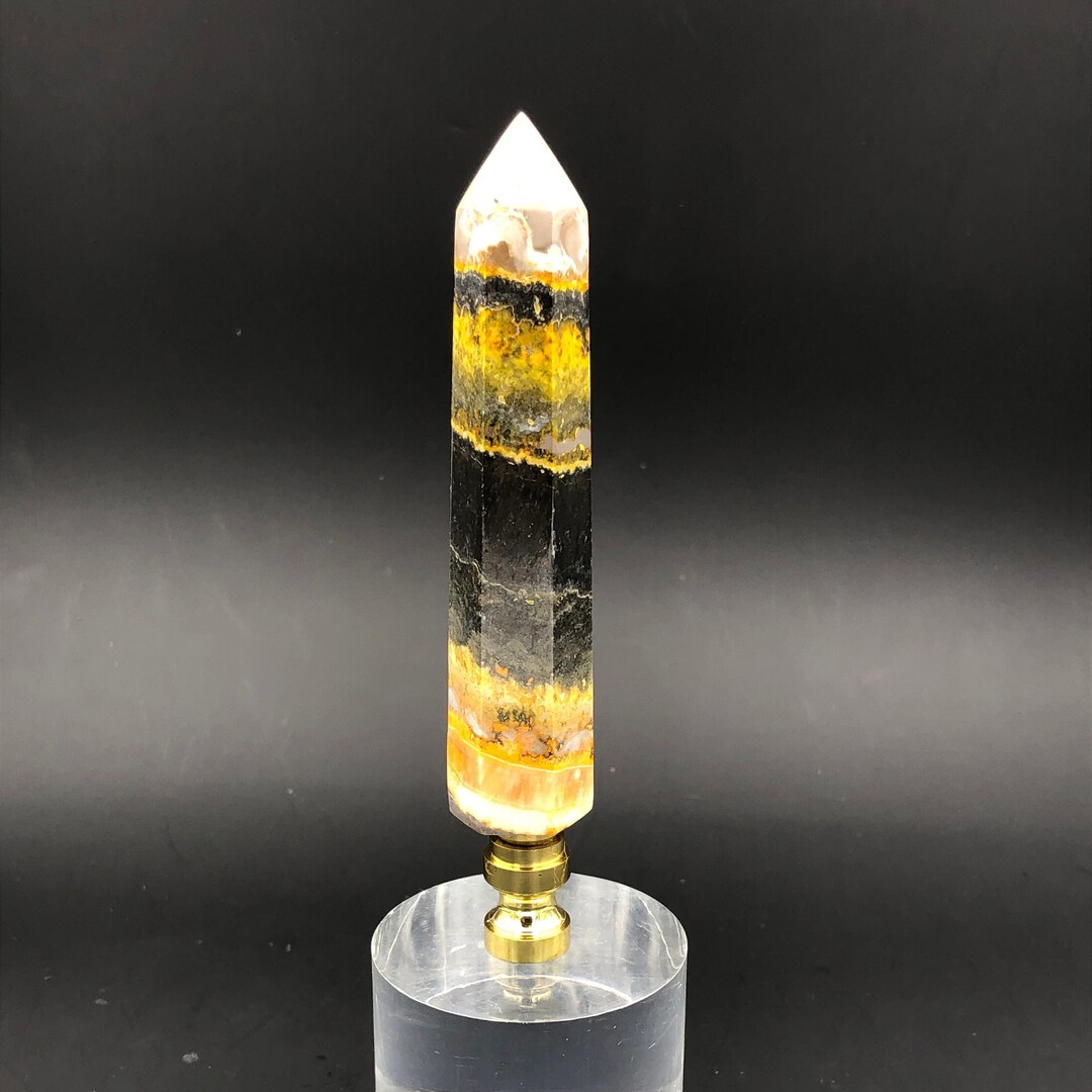 Custom Lamp Finial Featuring a Hexagonal Obelisk of Yellow & Black ...
