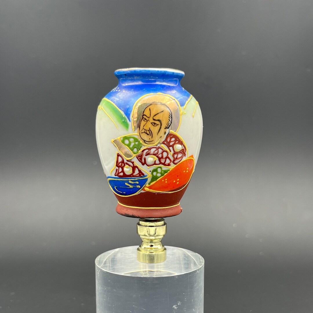 Custom Lamp Finial Featuring a Satsuma Vase With an Immortal With a ...