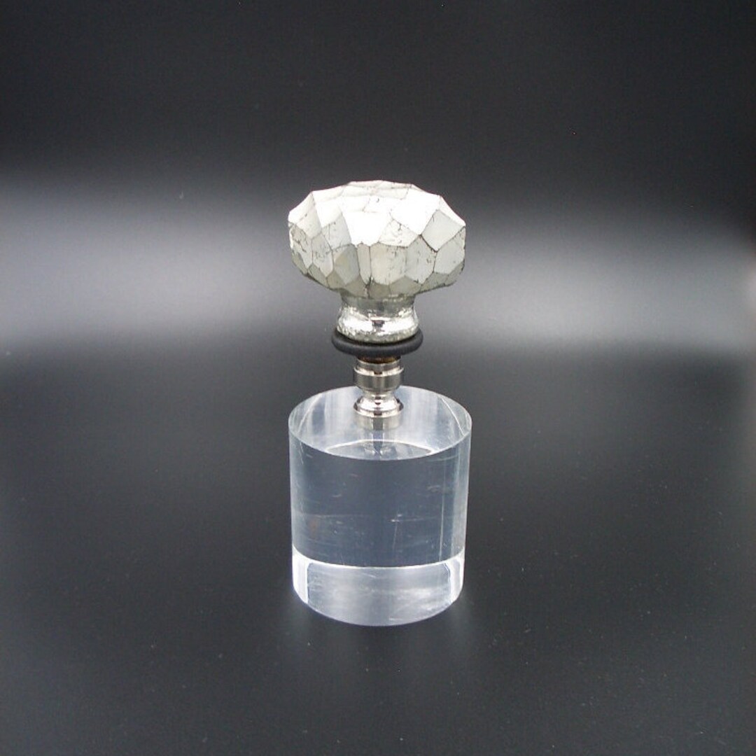 Custom Lamp Finial With a Silver Leafed Faceted Carved Glass Cube - Etsy