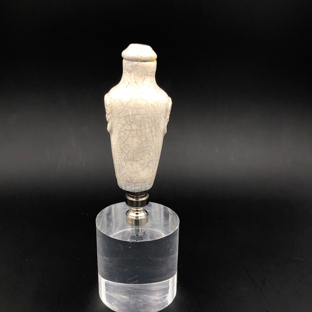 Custom Lamp Finial Featuring a White Crackle Glazed Chinese Snuff ...