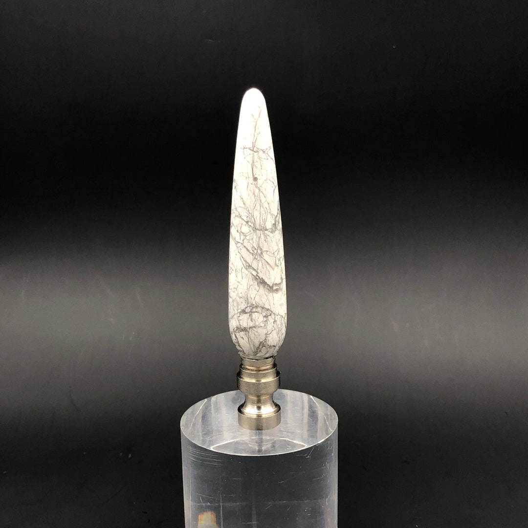 Custom Lamp Finial Featuring a Smooth Tapered White Marble Drop - Etsy
