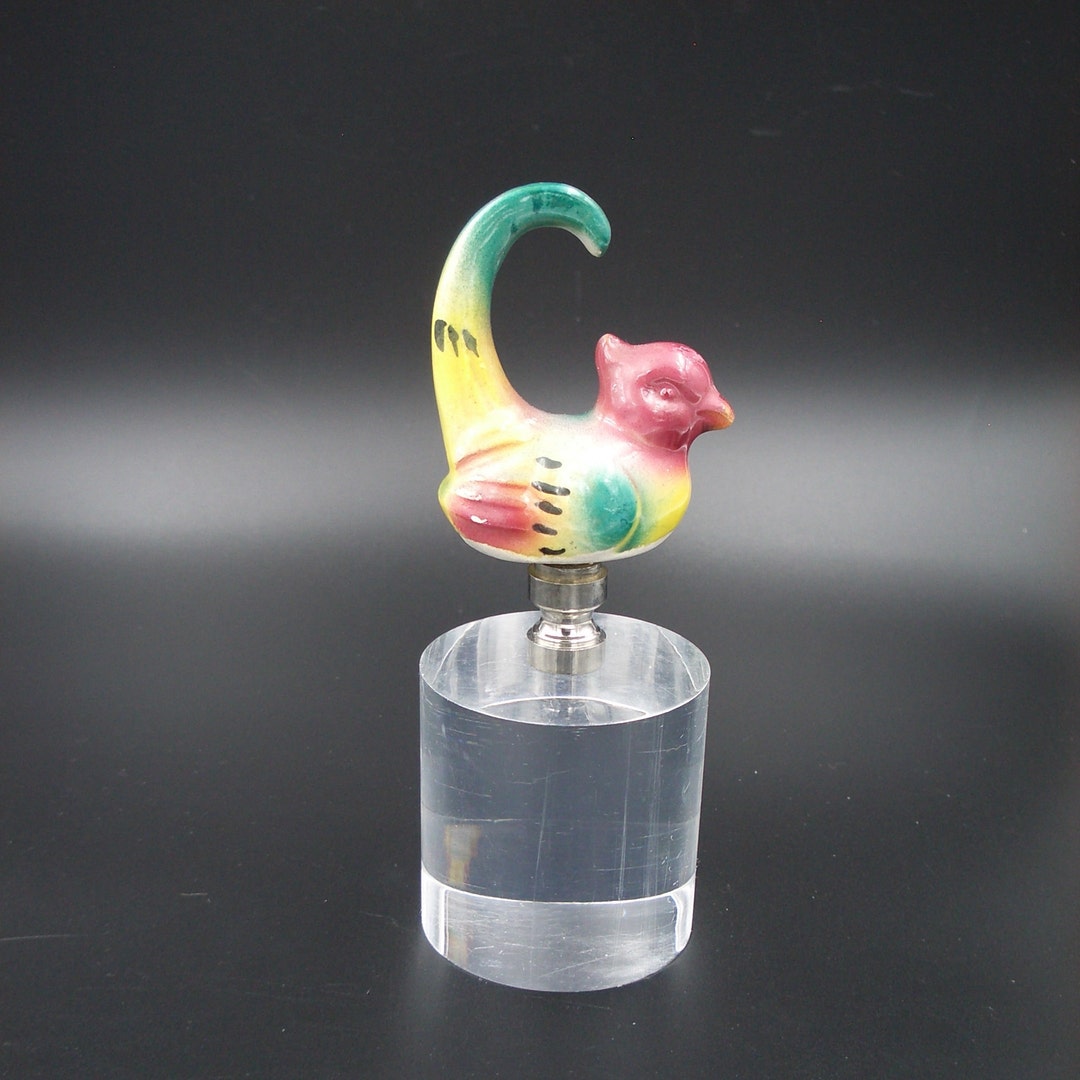 Custom Lamp Finial Featuring a Tropical Colored Bird With a Curved Tail ...