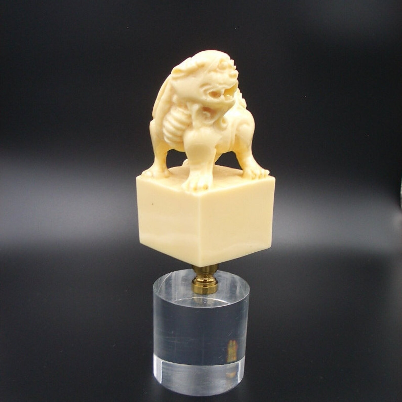 Custom Lamp Finial With Anoversized Faux Ivory Foo Dog Chop - Etsy