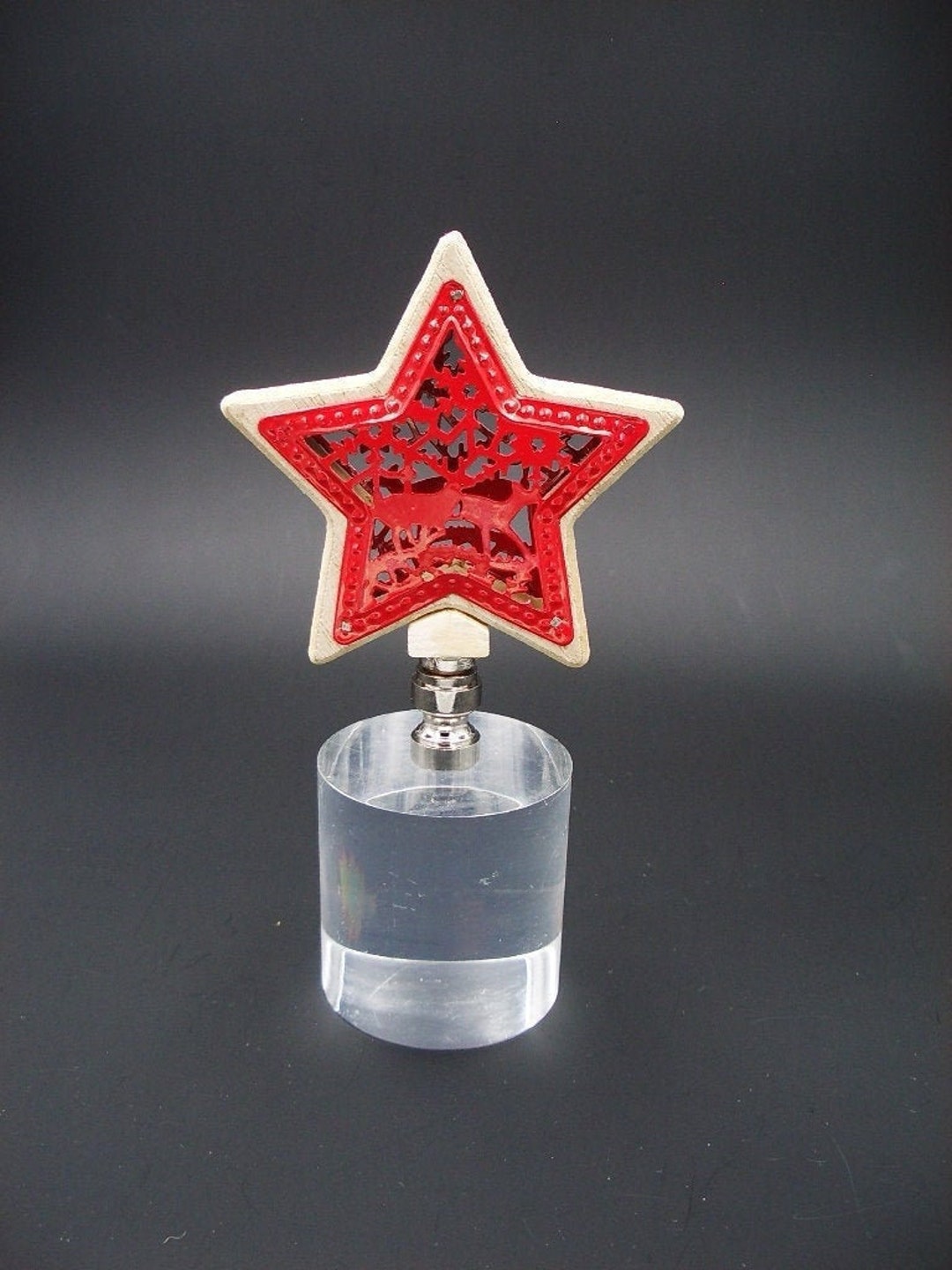 Custom Christmas Lamp Finial Featuring a Pierced Christmas Star With a ...