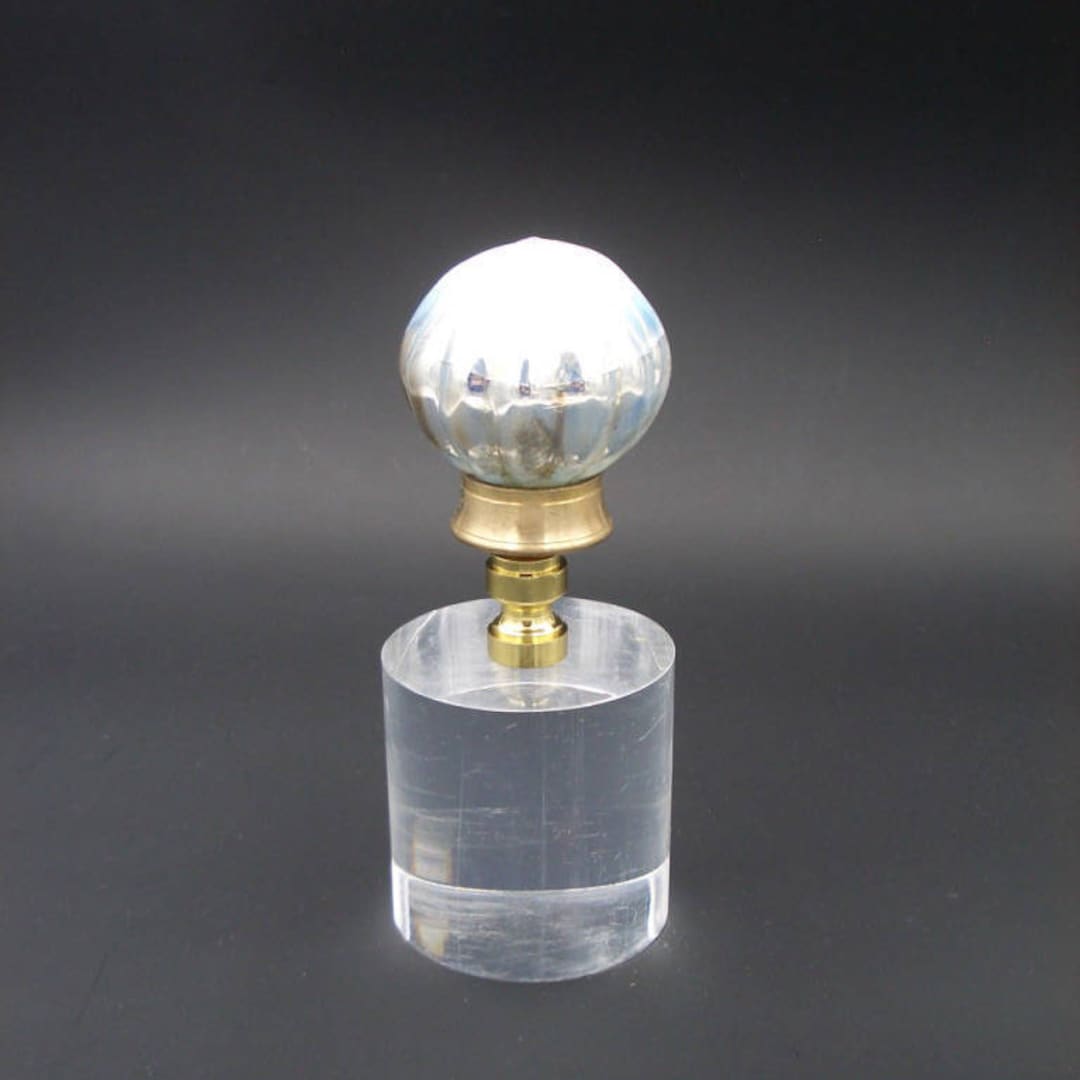 Custom Lamp Finial Featuring a Fluted Mercury Glass Body With Milky ...