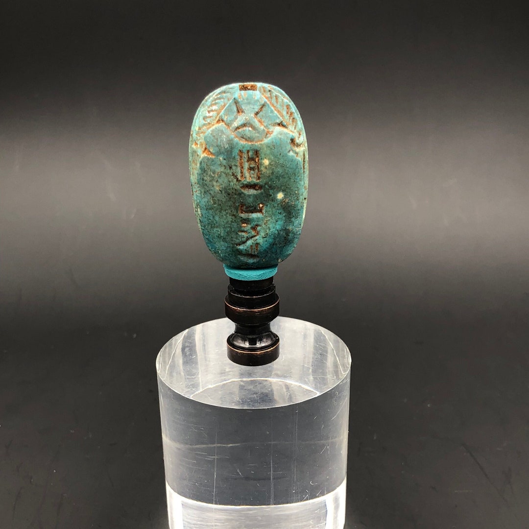 Custom Lamp Finial Featuring a Turquoise Blue Egyptian Style Scarab - Etsy