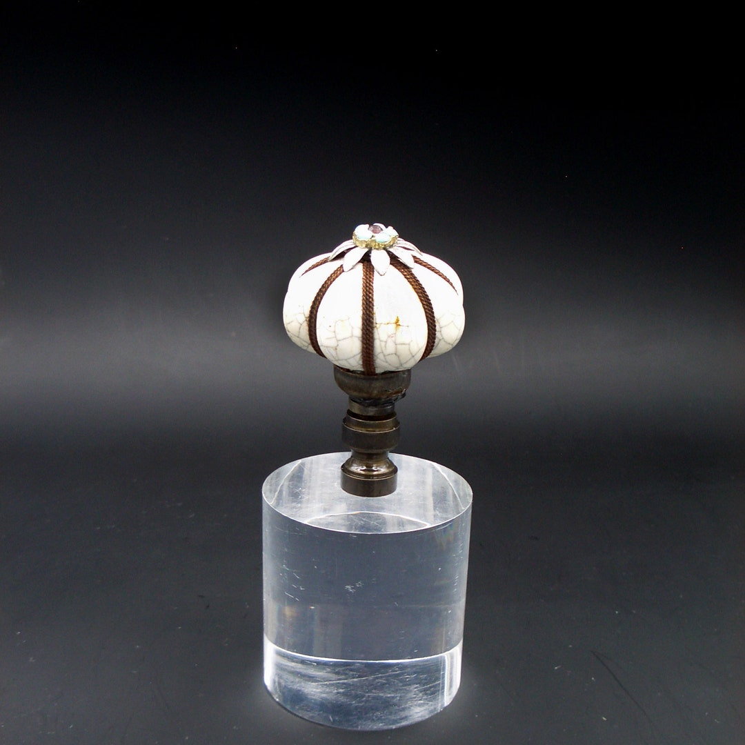 Custom Lamp Finial Featuring a White Crackled Ceramic Fluted - Etsy