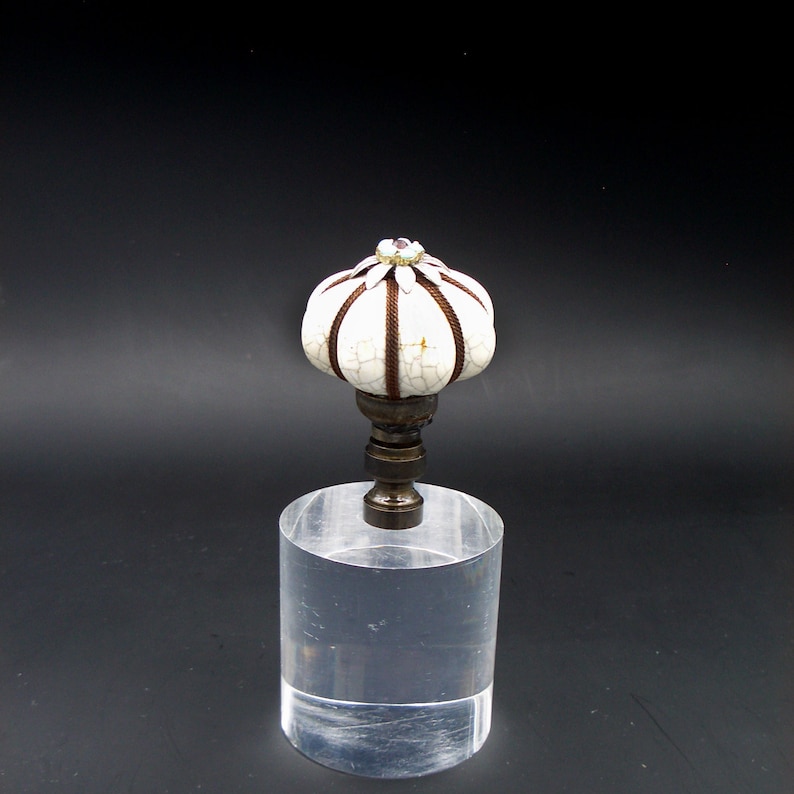 Custom Lamp Finial Featuring a White Crackled Ceramic Fluted - Etsy