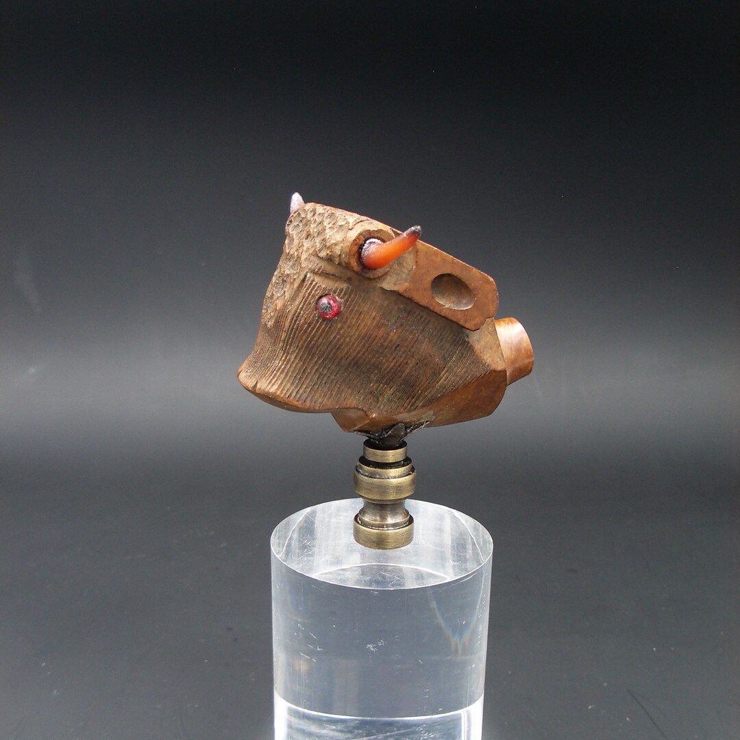 Custom Lamp Final Featuring a Bull's Head Pipe Bowl Carved From a Solid ...