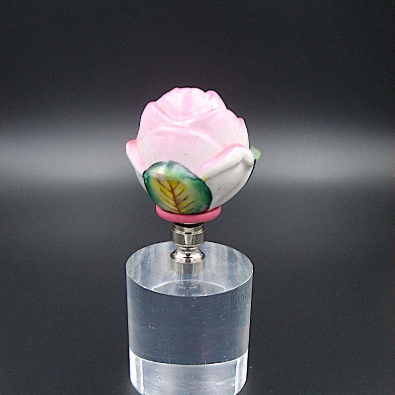 Custom Lamp Finial with a Hand Painted Blue Porcelain Rose | Etsy