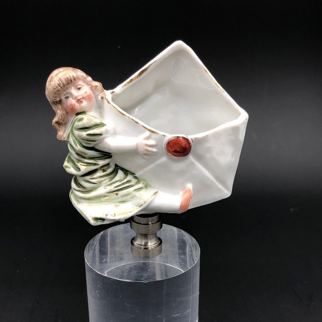 Custom Lamp Finial Featuring a Young Girl Holding A Giant Envelope, an ...
