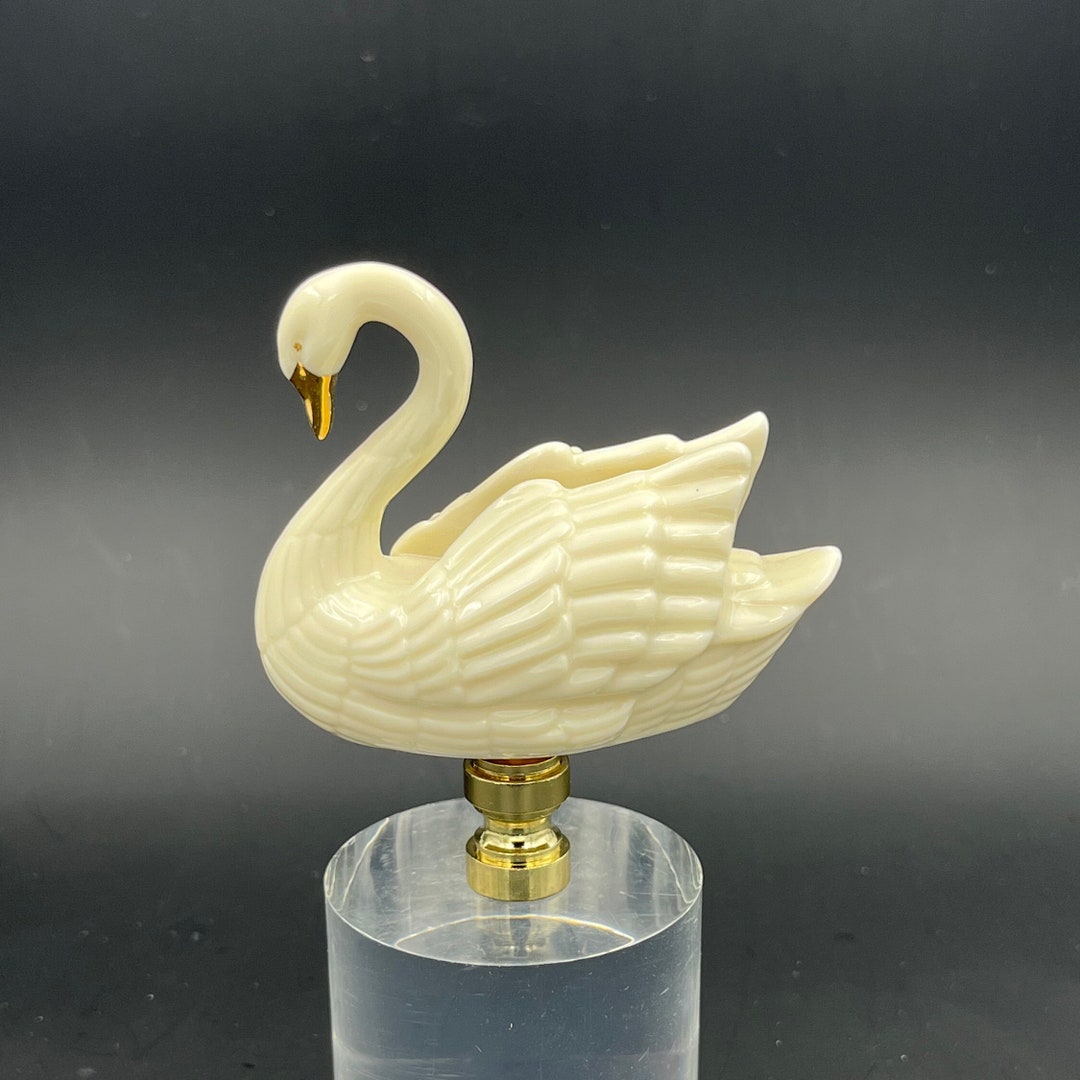 A Custom Lamp Finial Featuring a Cream Lenox Swan With Gold Beak - Etsy