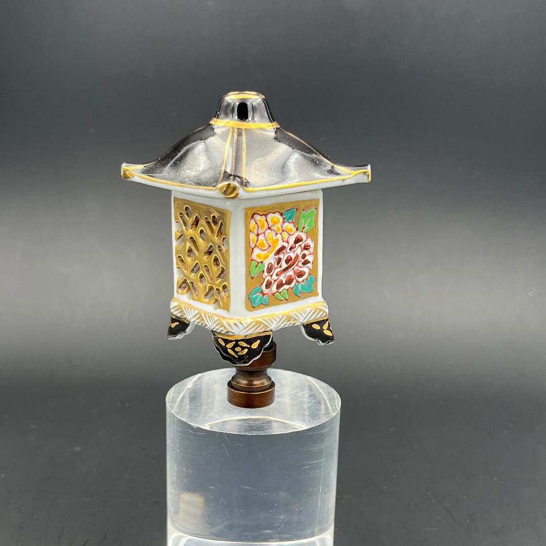 Custom Lamp Finial Featuring a Black Japanese Pagoda Lantern With ...