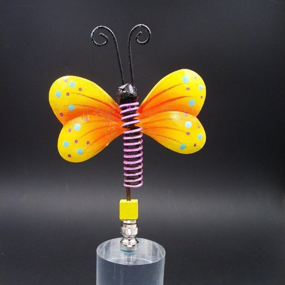 OVERSIZED Custom Lamp Finial Featuring a Hand Painted Yellow Butterfly ...