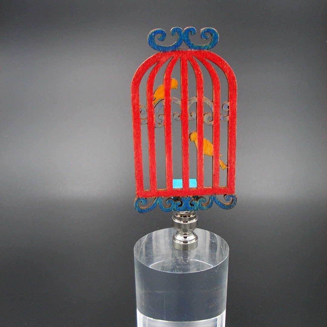 Custom Lamp Finial Featuring a Laser Cut Silhouette of a Hand Painted ...