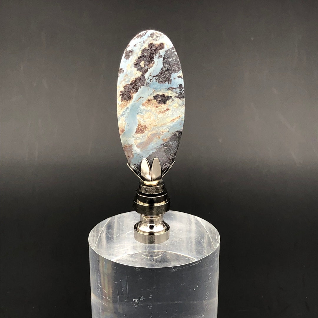 Custom Lamp Finial Featuring a Tall Oval of of Aztec Lapis - Etsy