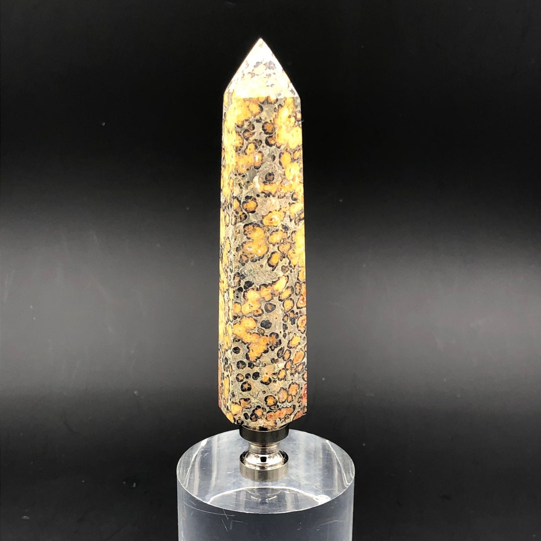 Custom Lamp Finial Featuring an Obelisk of Polished Leopard Skin Jasper ...
