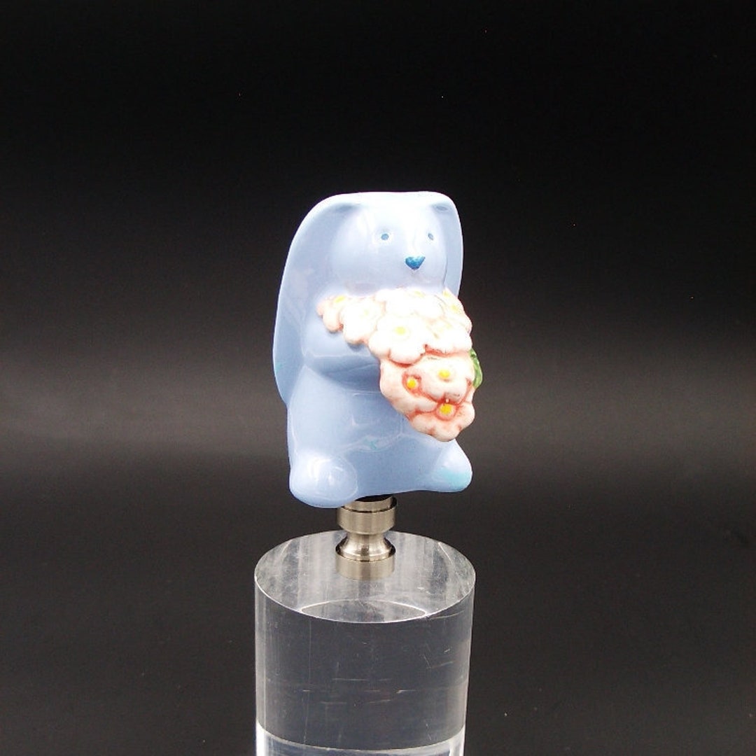 Custom Lamp Finial Featuring a Pale Blue Flop Eared Rabbit - Etsy
