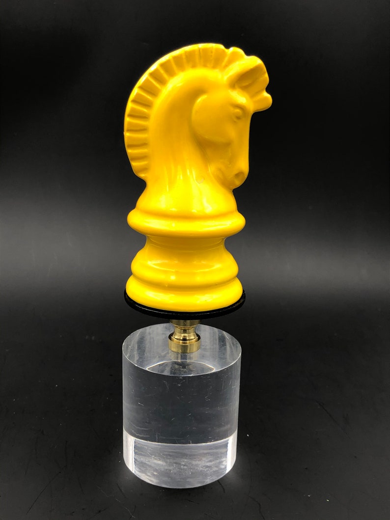 Custom Lamp Finial Featuring a MCM Yellow Knight Chess Piece - Etsy
