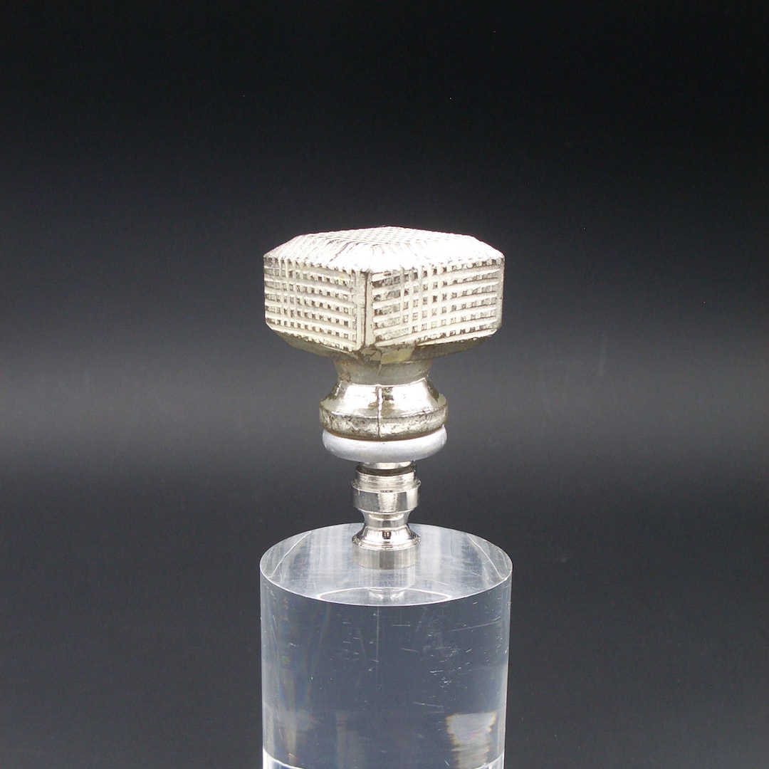 Custom Lamp Finial Featuring a Square Etched Glass Block Covered in ...