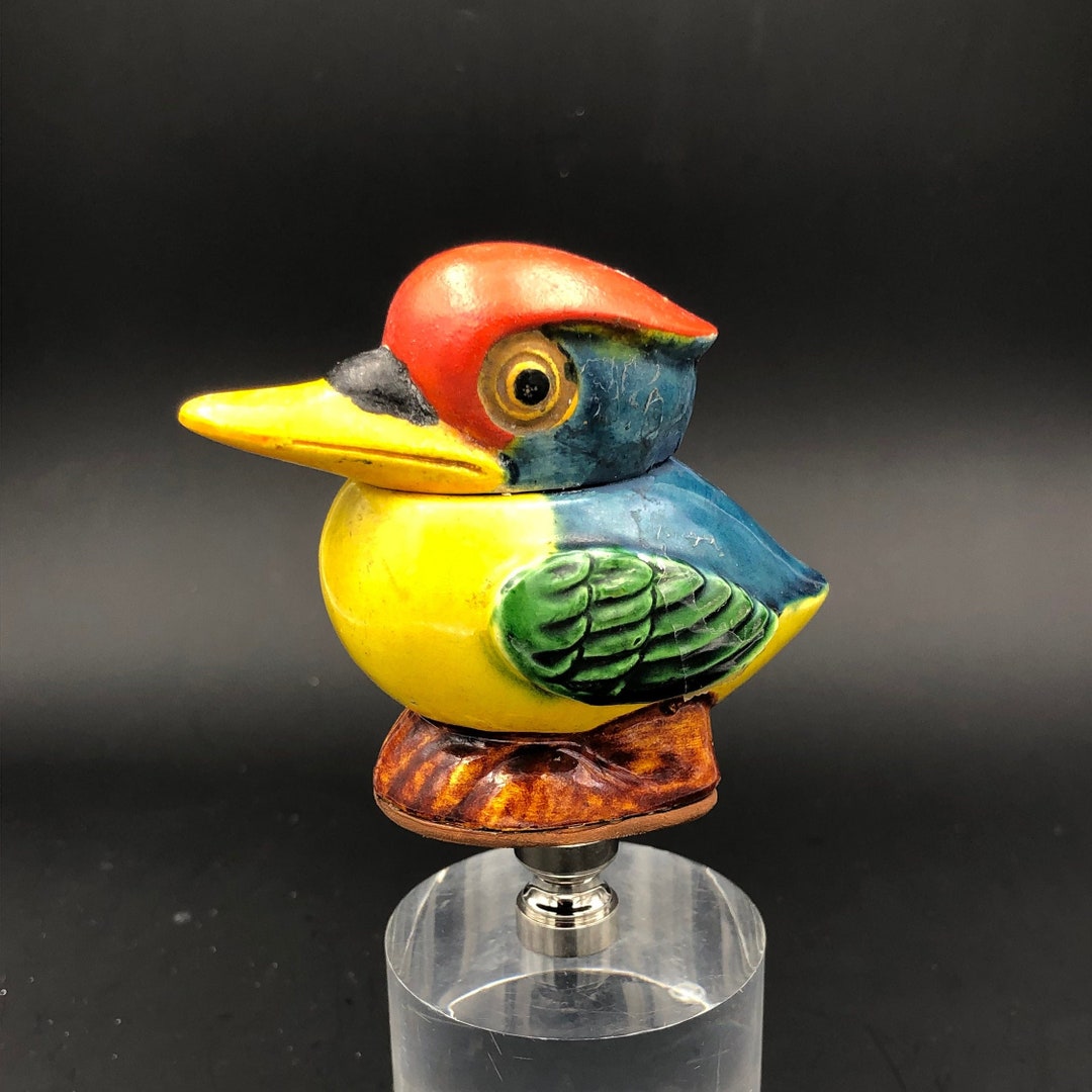 Custom Lamp Art Deco Finial Featuring a Boldly Primary Colored Kokabera ...