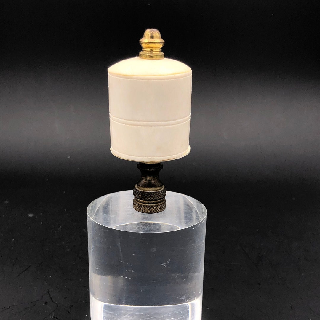 Custom Lamp Finial Featuring a Hand Carved Cylinder of White Bone With ...