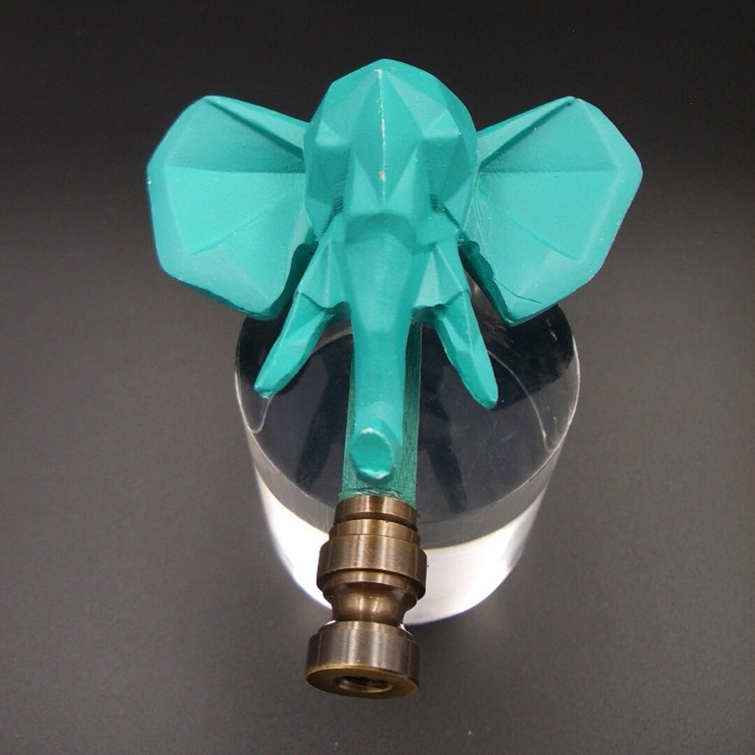 Custom Lamp Finial With a Geometricly Faceted Turquoise Blue Elephant ...