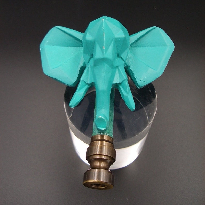 Custom Lamp Finial With a Geometricly Faceted Turquoise Blue - Etsy