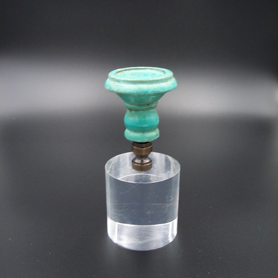 Custom Lamp Finial With a Turned Turquoise Distressed Blue and | Etsy