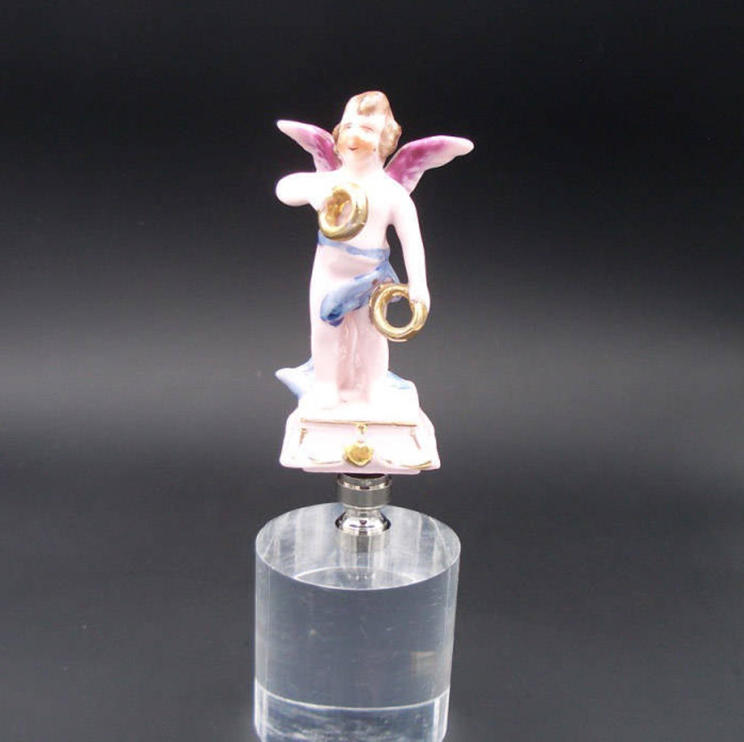Custom Lamp Finial Featuring a Standing Cupid Angel Holding Two Gold ...