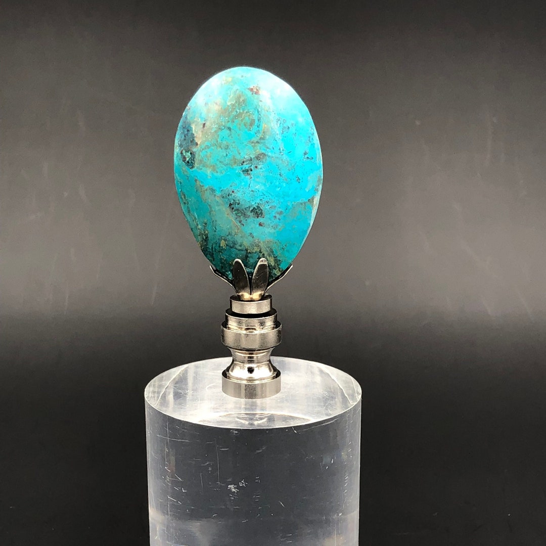 Custom Lamp Finial Featuring an Egg Shaped Oval of Turquoise Blue ...