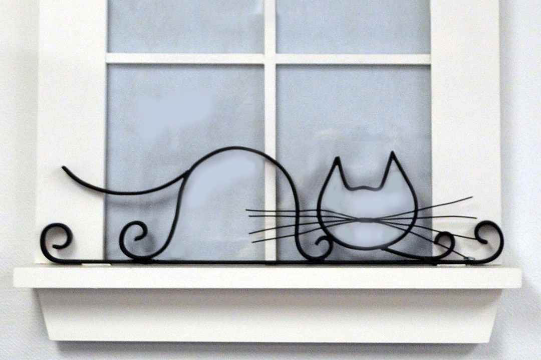 Cat Wall Decor - Metal Wall Art - Door Frame Topper - Yoga Down Cat - Etsy