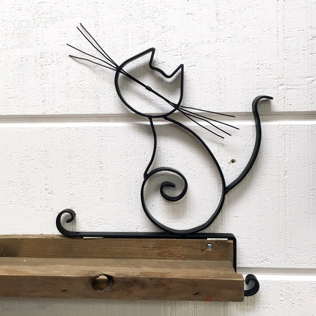 Cat Wall Decor - Metal Wall Art - Metal Cat Window Frame Topper - Door ...