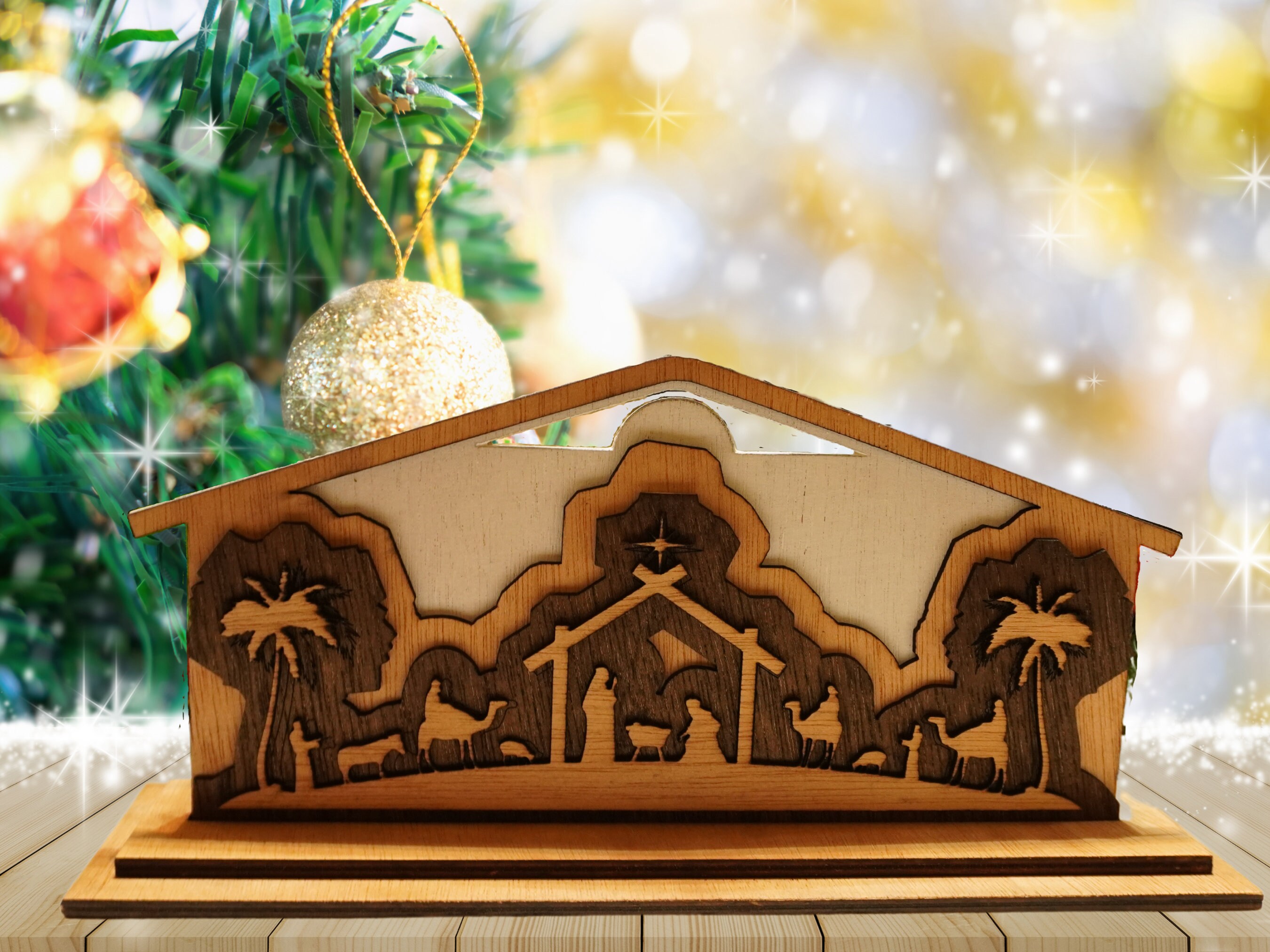 Wooden Nativity Scene Set With Stand, Perfect Christmas Decoration ...