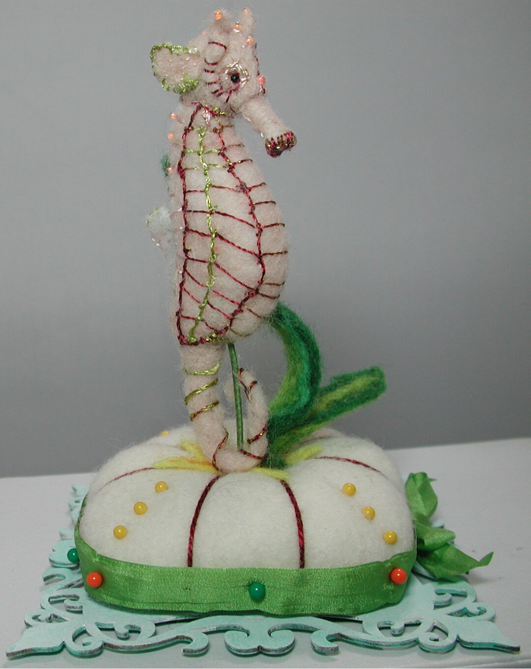 Soft Coral Original Handmade Sea Horse Pincushion, Pinkeep, Pinpoke ...