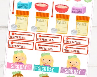 Black Girl Sick Day Planner Stickers Printed Stickers Cold - Etsy