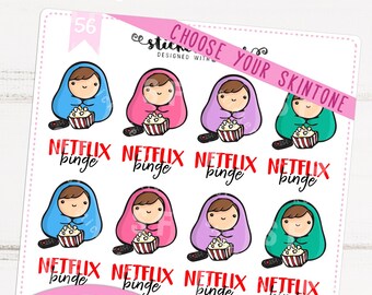 41 Cute Binge Watch/box Set/tv/movie Girl Planner Stickers - Etsy