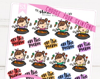 Brunette Girl Cooking Planner Stickers Printed Stickers Food - Etsy