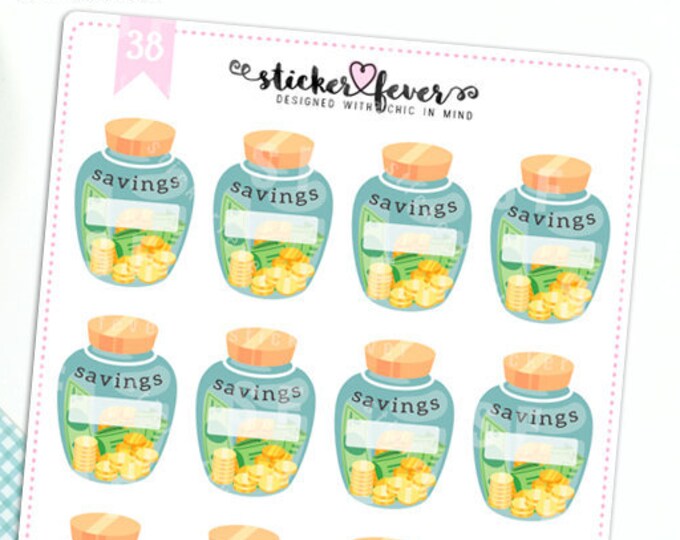 Savings Jar Planner Stickers for Recollections, Happy Planner, Passion ...