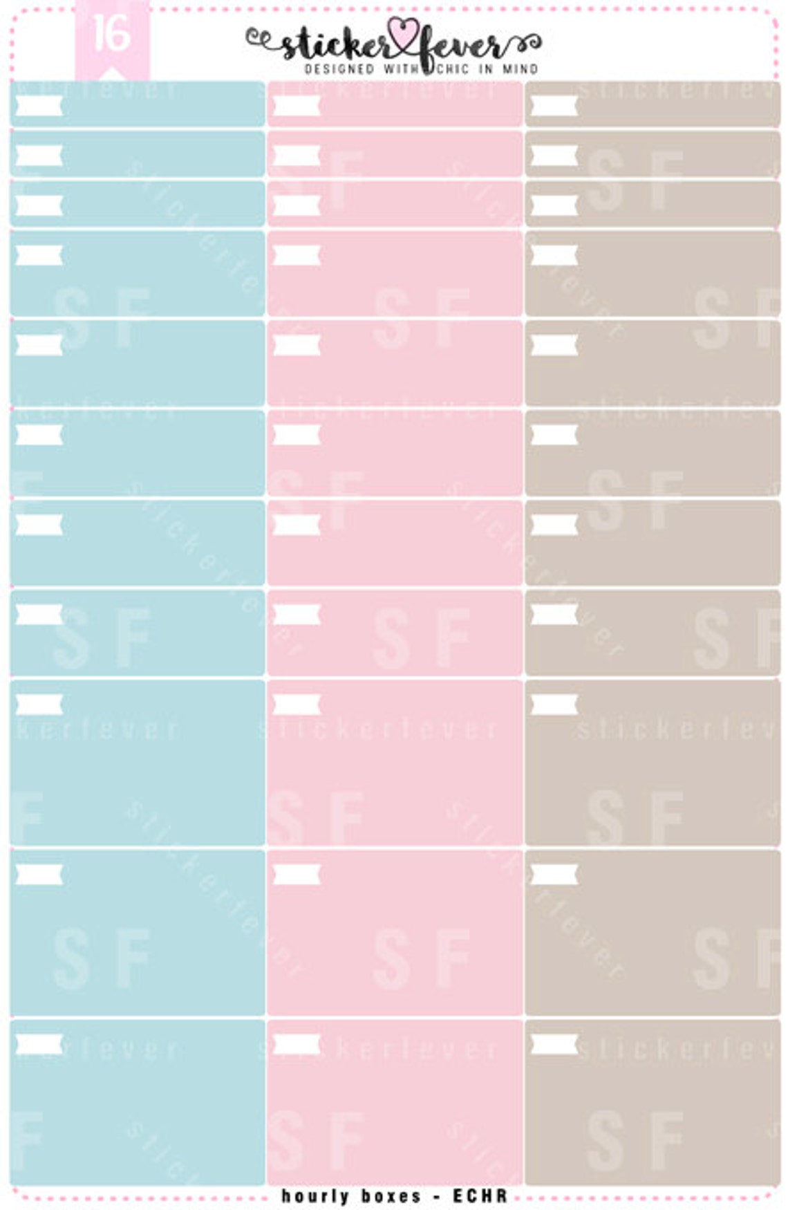 Solid Color Block Hourly Planner Sticker Boxes With Time Slot | Etsy