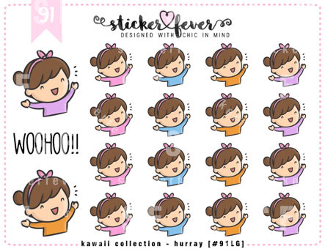 Hurray Happy Kawaii Chibi Character Planner Stickers for | Etsy