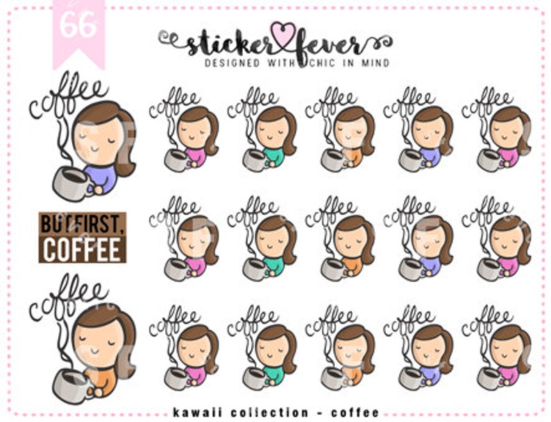 Coffee Kawaii Chibi Character Planner Stickers for - Etsy