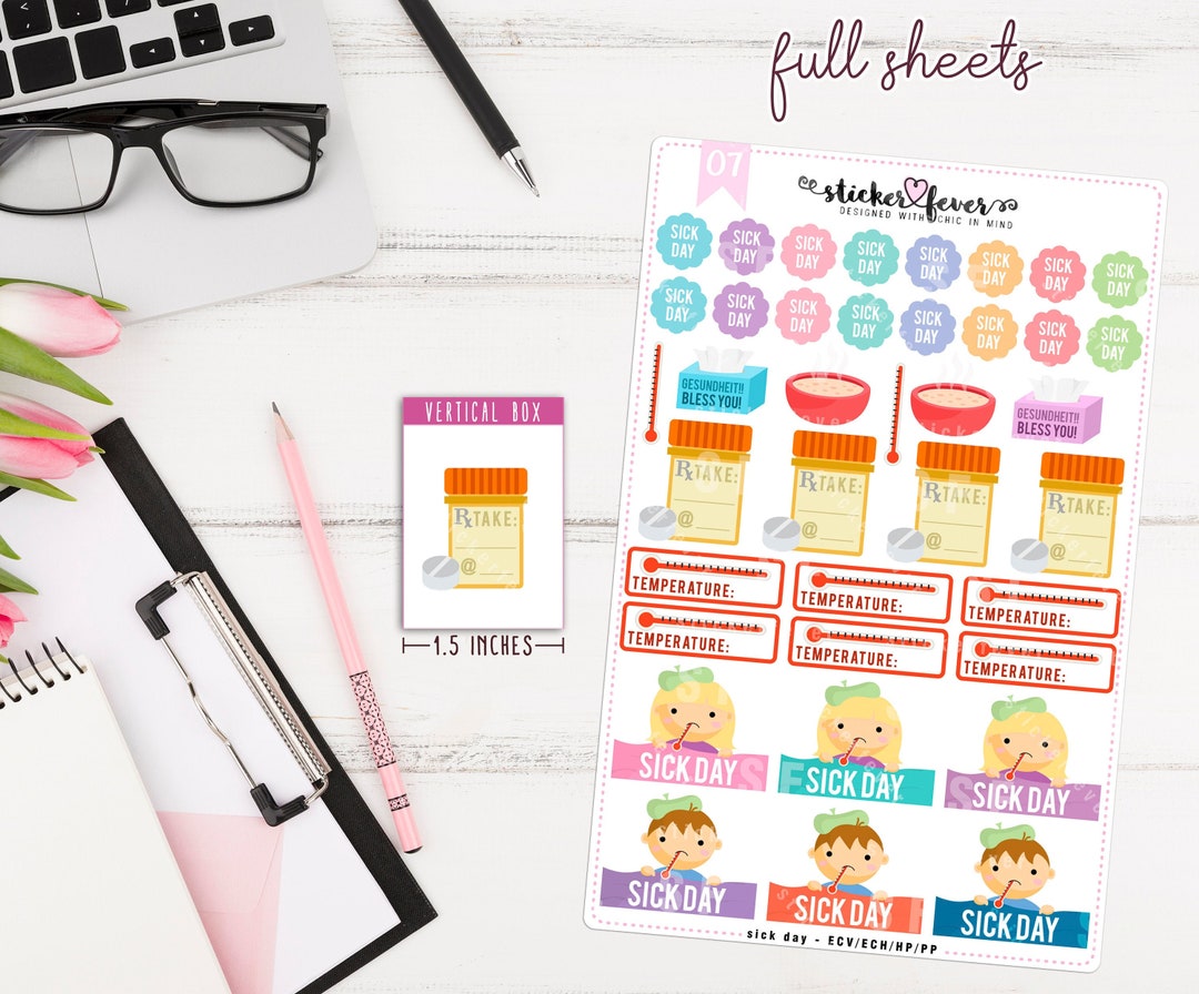 Sick Day Planner Stickers Set for Recollections Happy - Etsy