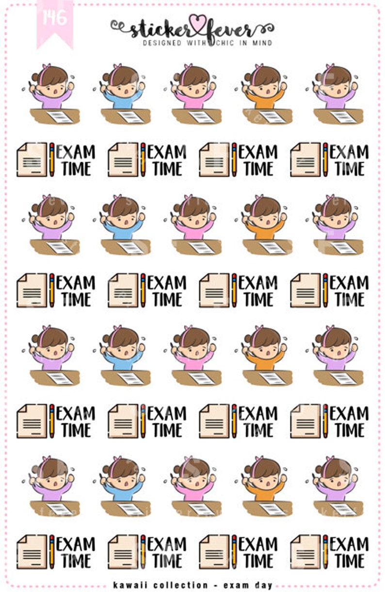 Exam Day Gemma Kawaii Chibi Character Planner Stickers for | Etsy