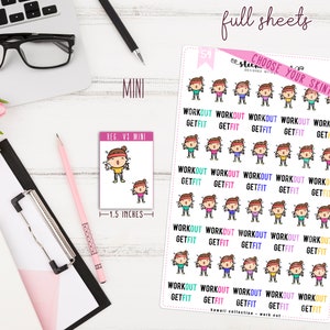 Work Out Kawaii Chibi Character Planner Stickers for - Etsy
