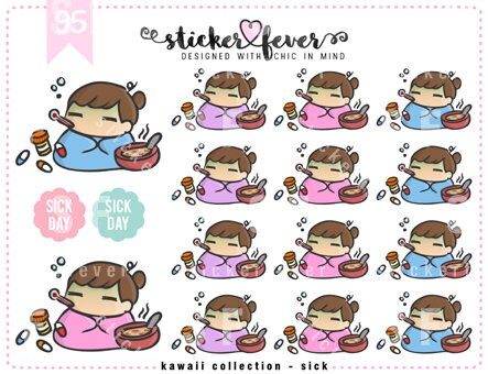 Sick Kawaii Chibi Character Planner Stickers for - Etsy