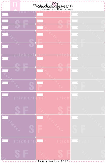 Solid Color Block Hourly Planner Sticker Boxes With Time Slot | Etsy