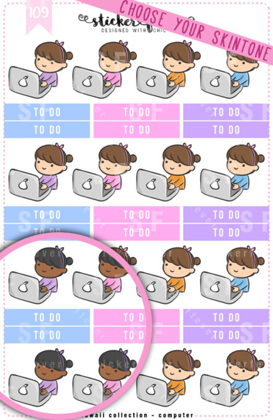 Computer Laptop Gemma Kawaii Chibi Character Planner Stickers - Etsy