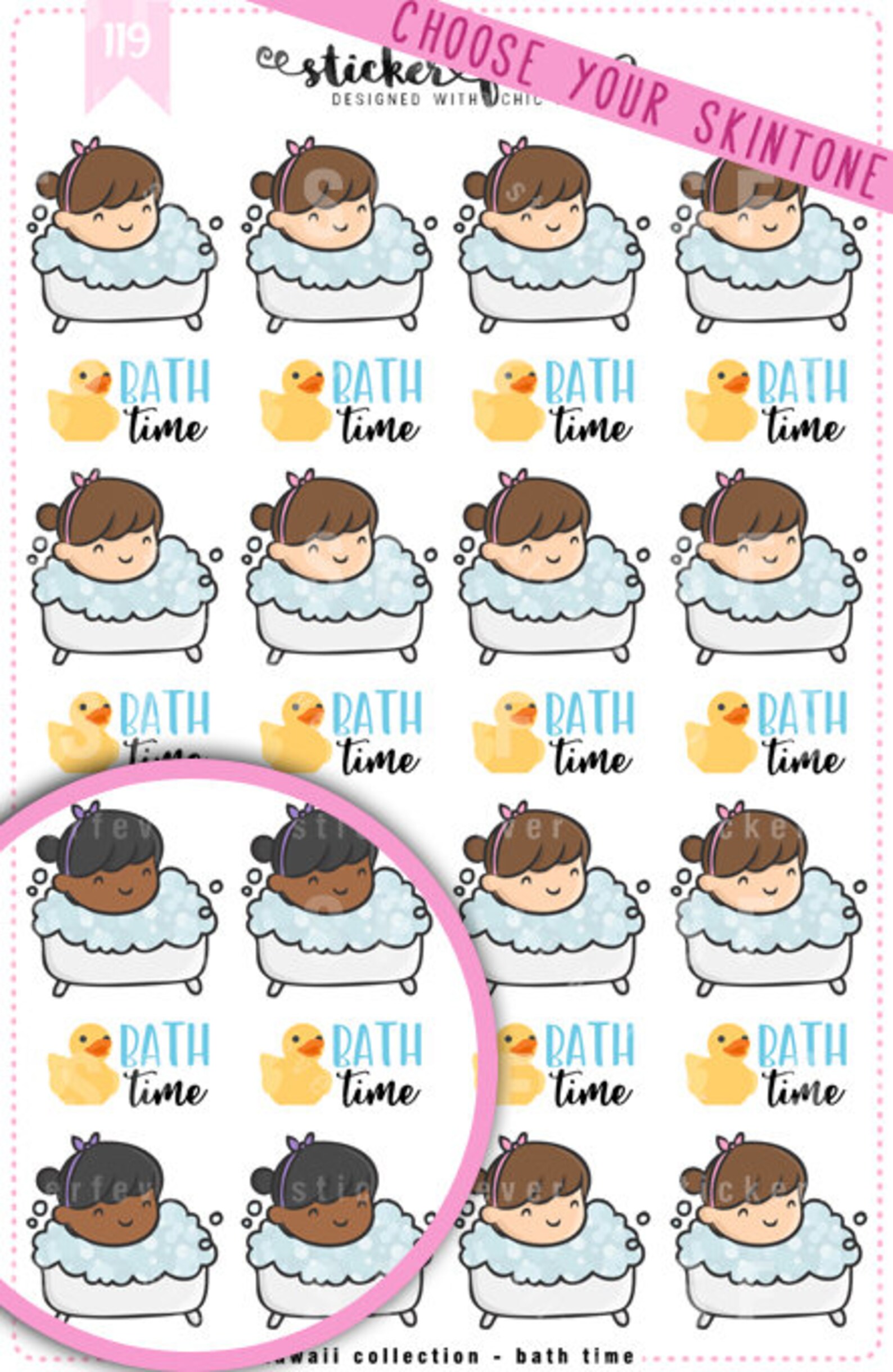 Bath Time Gemma Kawaii Chibi Character Planner Stickers for - Etsy
