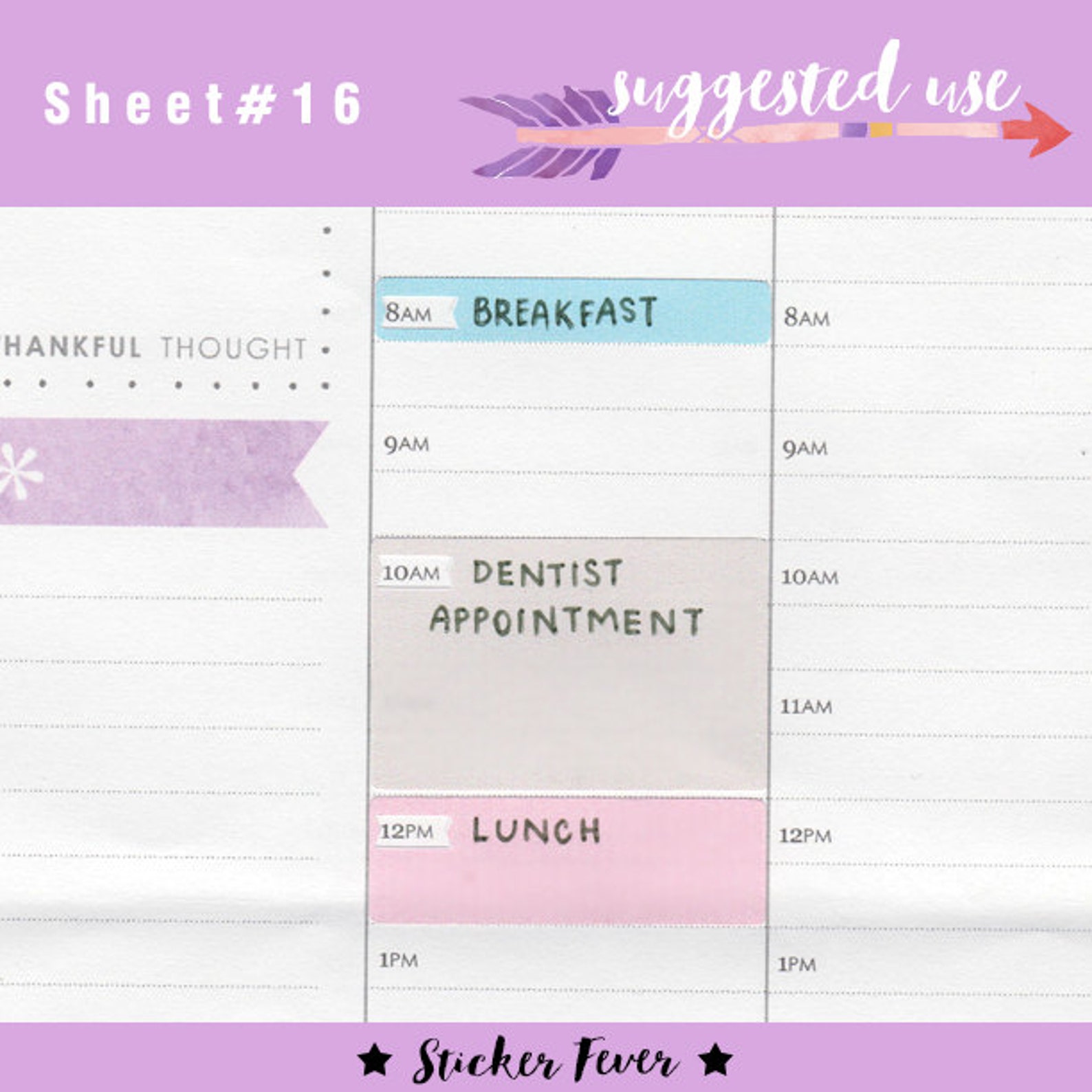 Solid Color Block Hourly Planner Sticker Boxes With Time Slot | Etsy